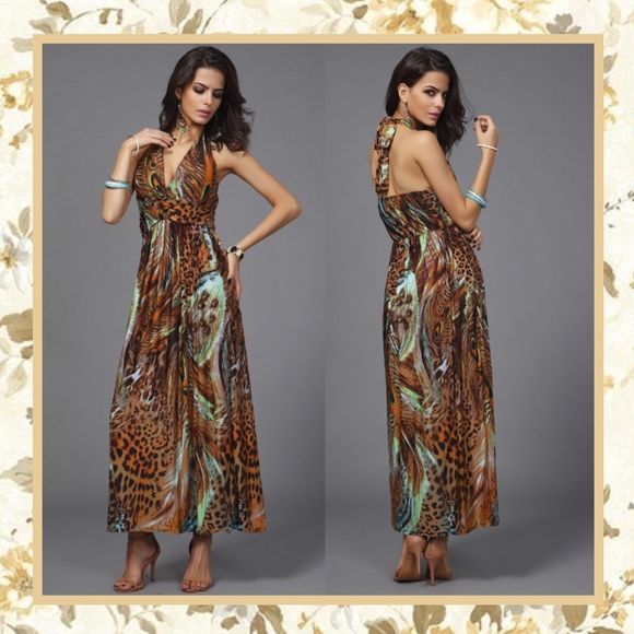 Unique Styles dresses | Dresses | Animal Print Dress Maxi Long Leopard ...